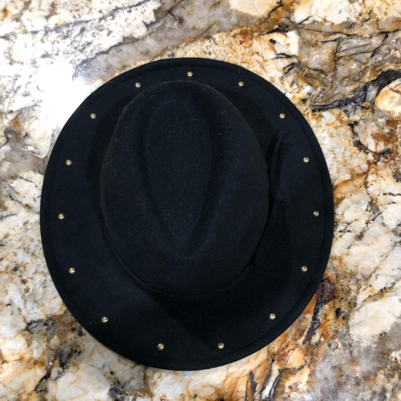 Urban Outfitters | Accessories | Uo Black Studded Fedora Cowgirl Hat ...